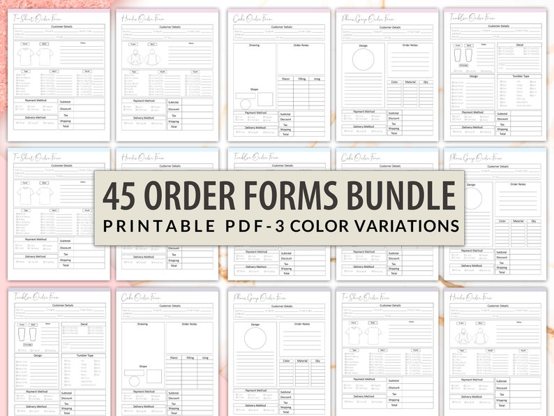 45 Printable Order Forms Bundle, Order Form Template Printable ...