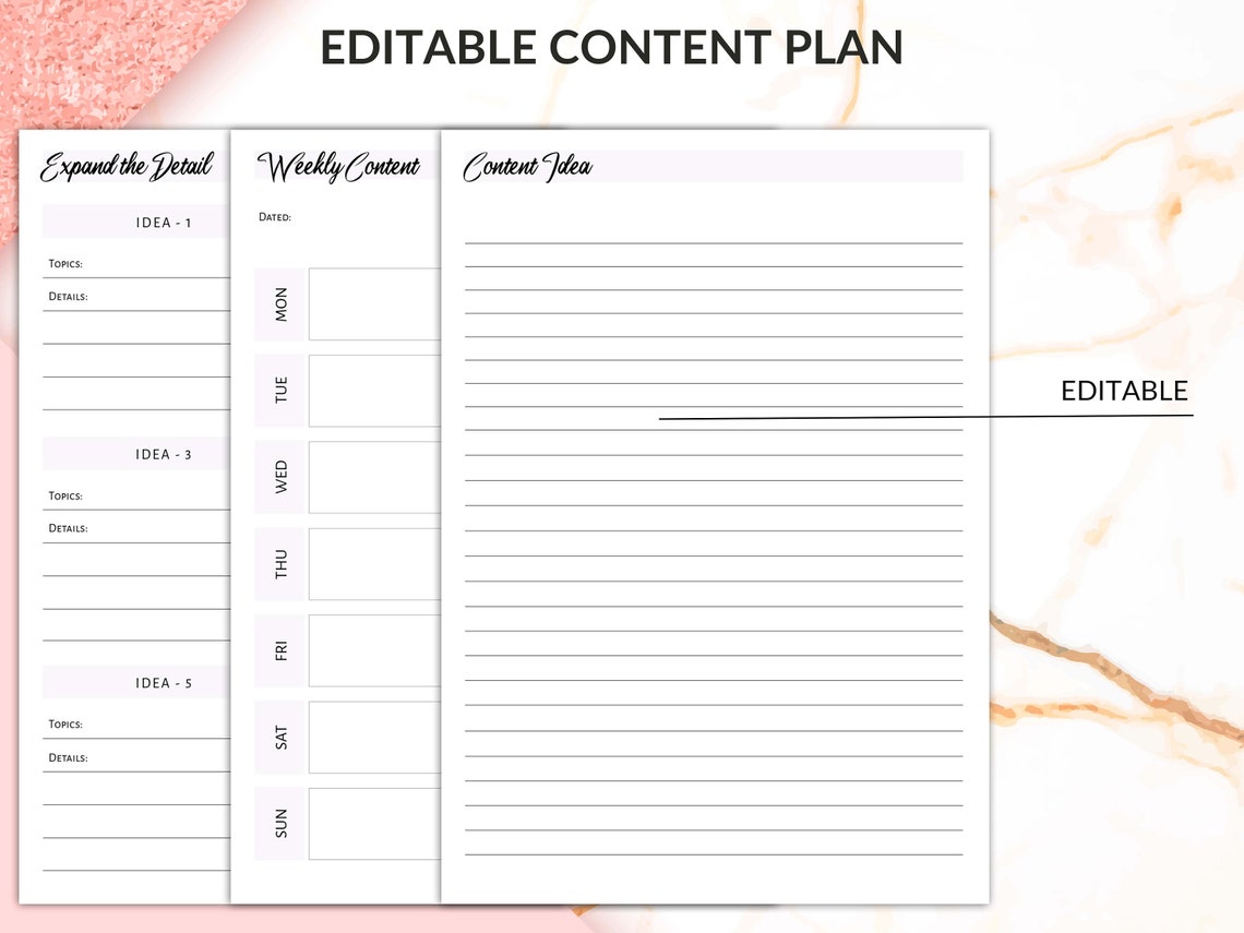 Editable Content Planner, Printable Content Schedule, Printable Content ...
