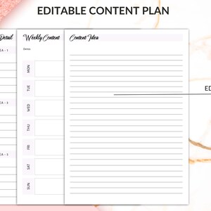 Editable Content Planner, Printable Content Schedule, Printable Content ...