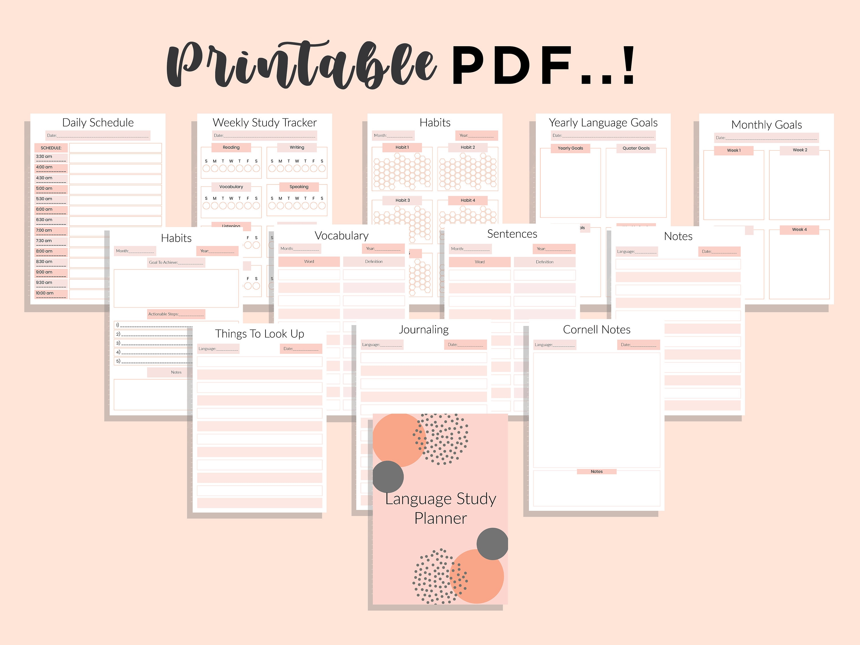 Language Learning Planner Notebook Study Journal Printable - Etsy