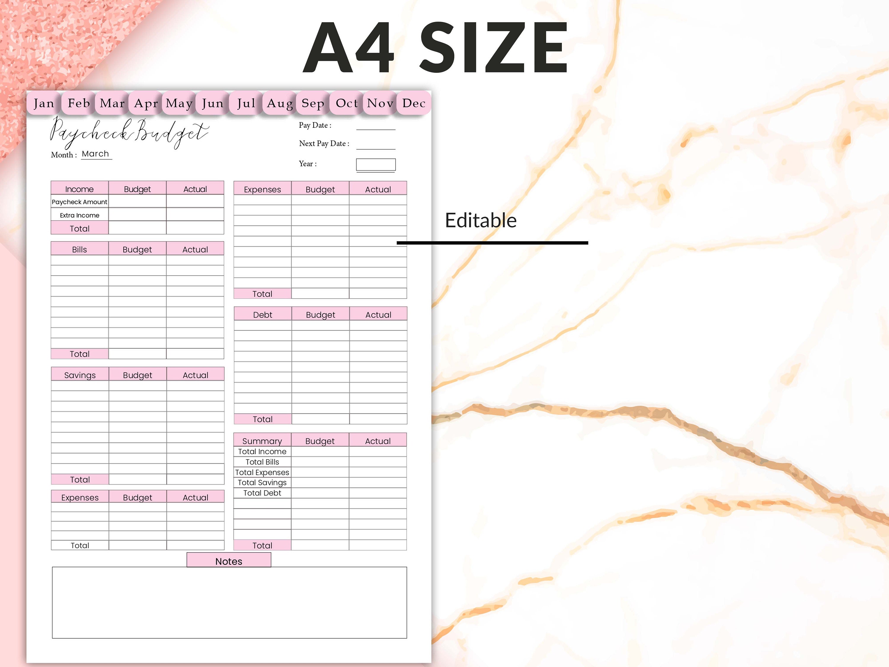 Editable Paycheck Budget Planner, Paycheck Budget Overview Template ...
