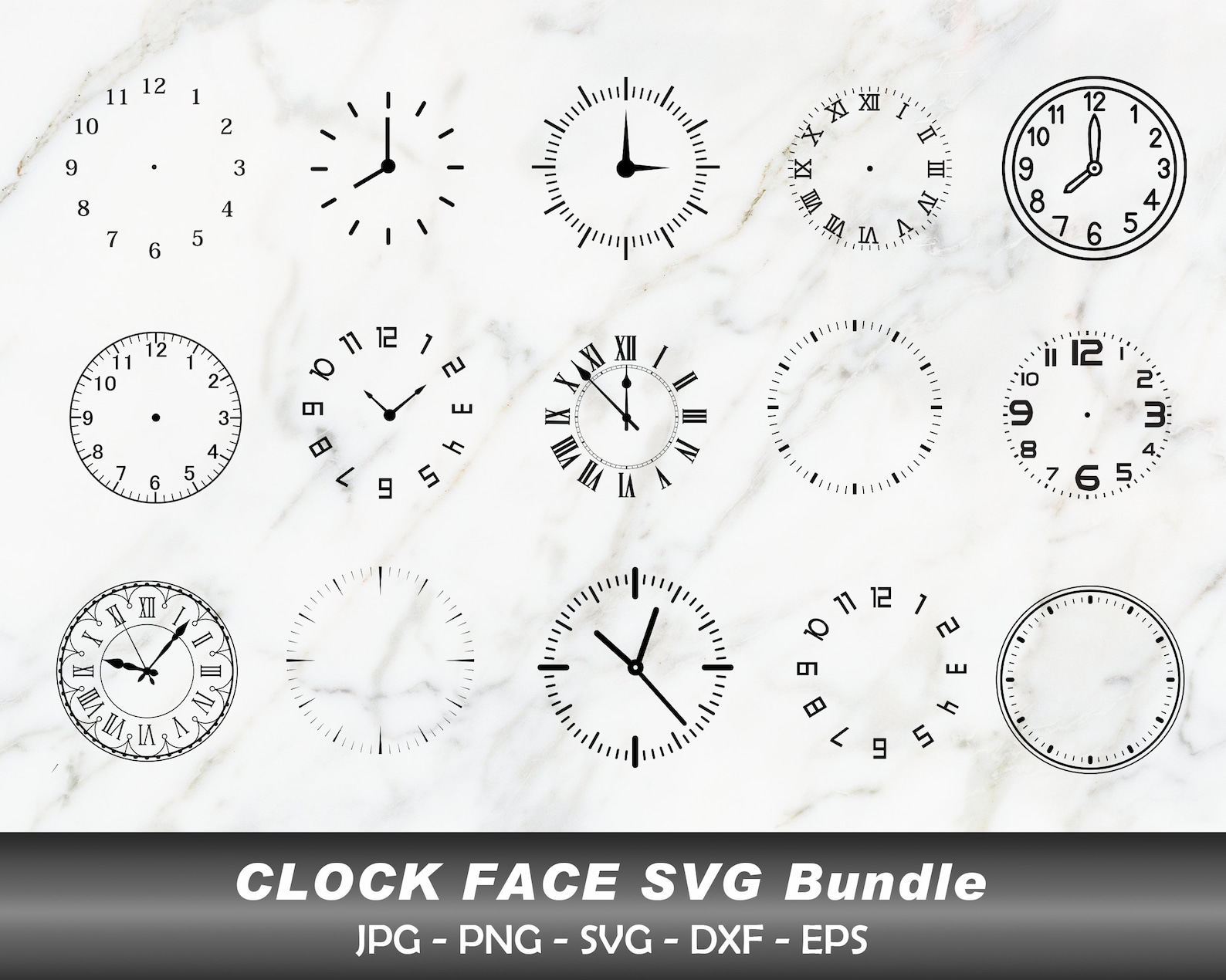 Clock Face SVG Bundle, Clock Svg, Clock Face Clipart Bundle Cut Files ...