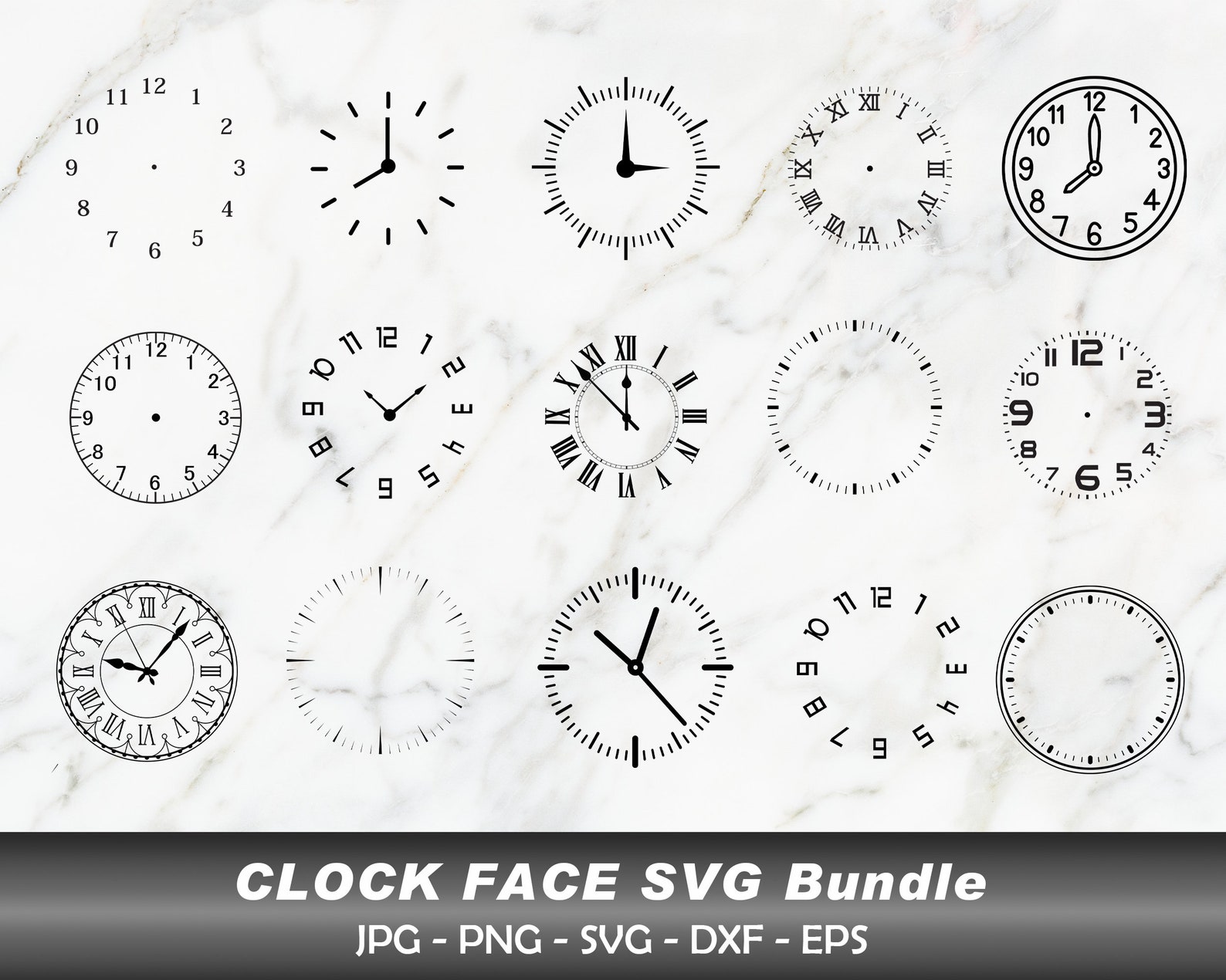 Clock Face SVG Bundle Clock Svg Clock Face Clipart Bundle Cut Files
