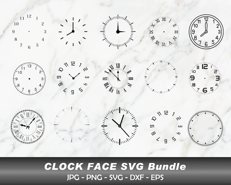 Clock Face SVG Bundle, Clock Svg, Clock Face Clipart Bundle Cut Files ...