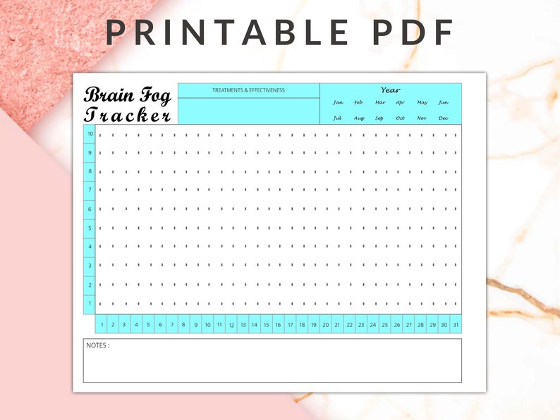 Monthly Brain Fog Tracker Printable Brain Fog Tracker - Etsy