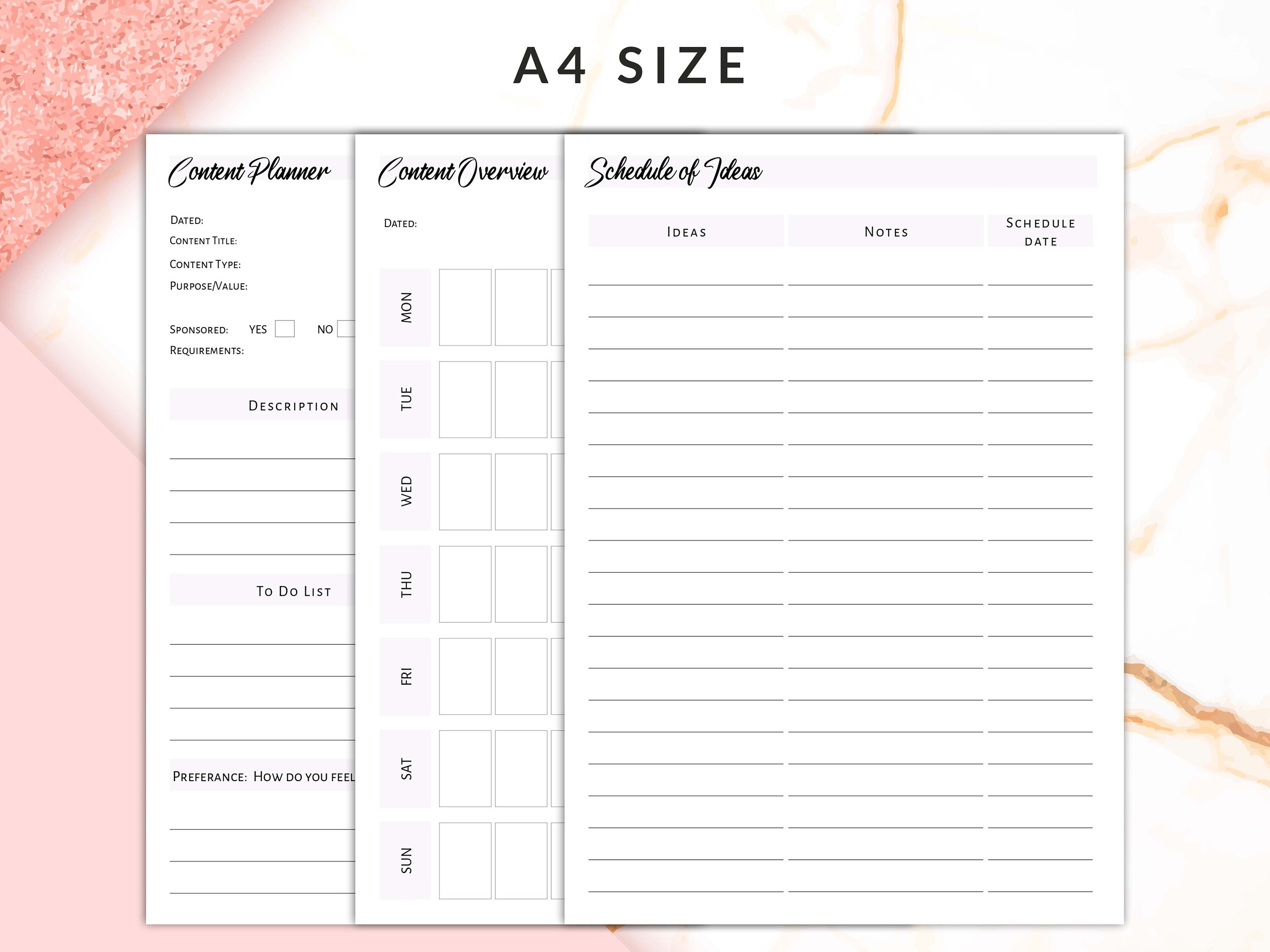 Editable Content Planner, Printable Content Schedule, Printable Content ...