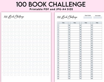 Editable Printable 100 Book Reading Challenge, 100 Book Challenge ...