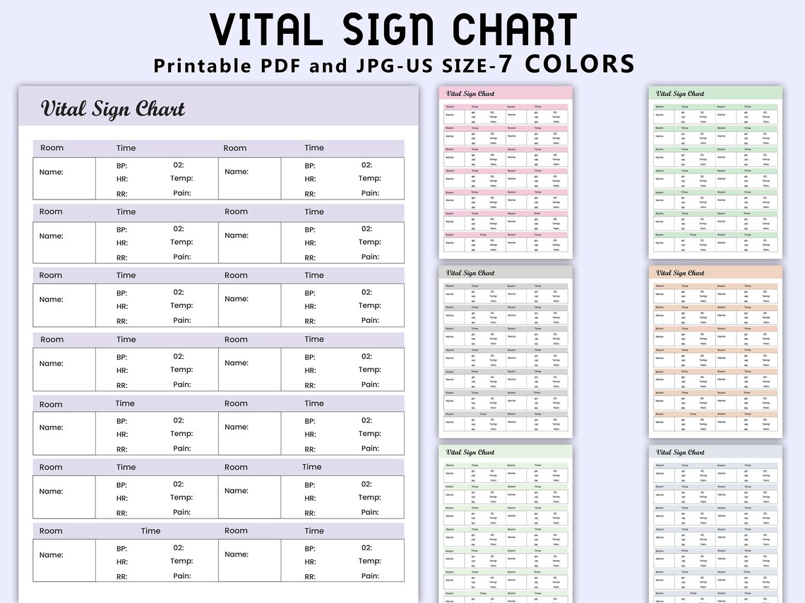 Printable Vital Sign Chart, Vital Sign Log, Vital Sign Tracker, Vital ...