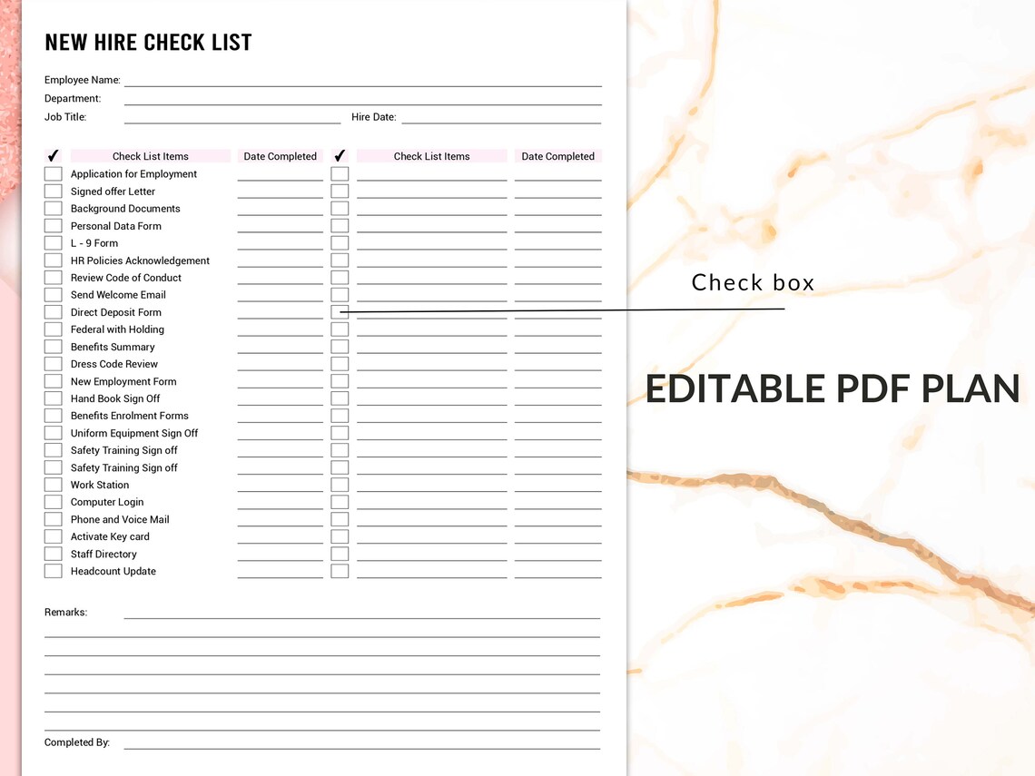 Editable New Hiring Checklist, New Hire Checklist Template, Word HR ...