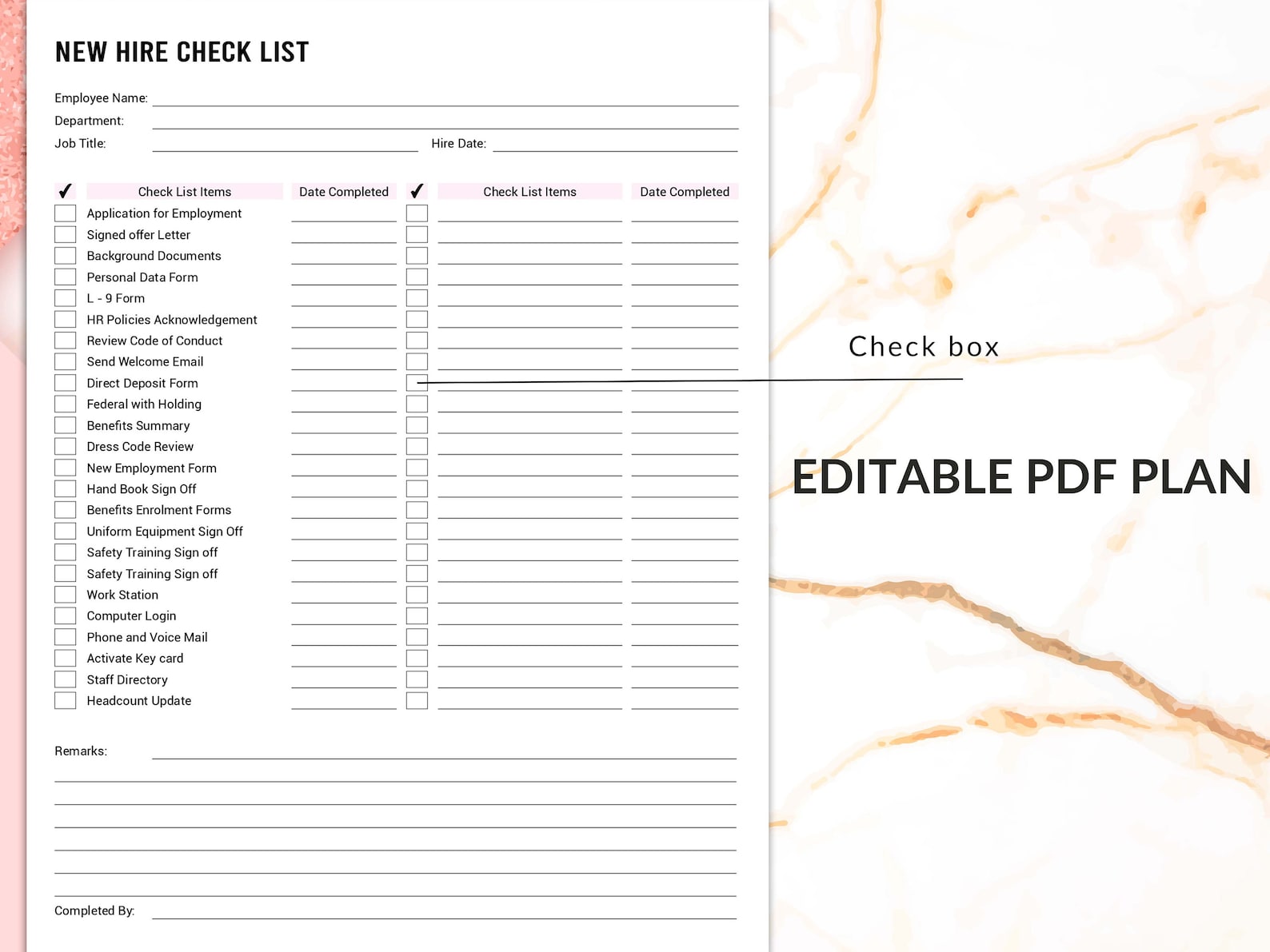 Editable New Hiring Checklist, New Hire Checklist Template, Word HR ...