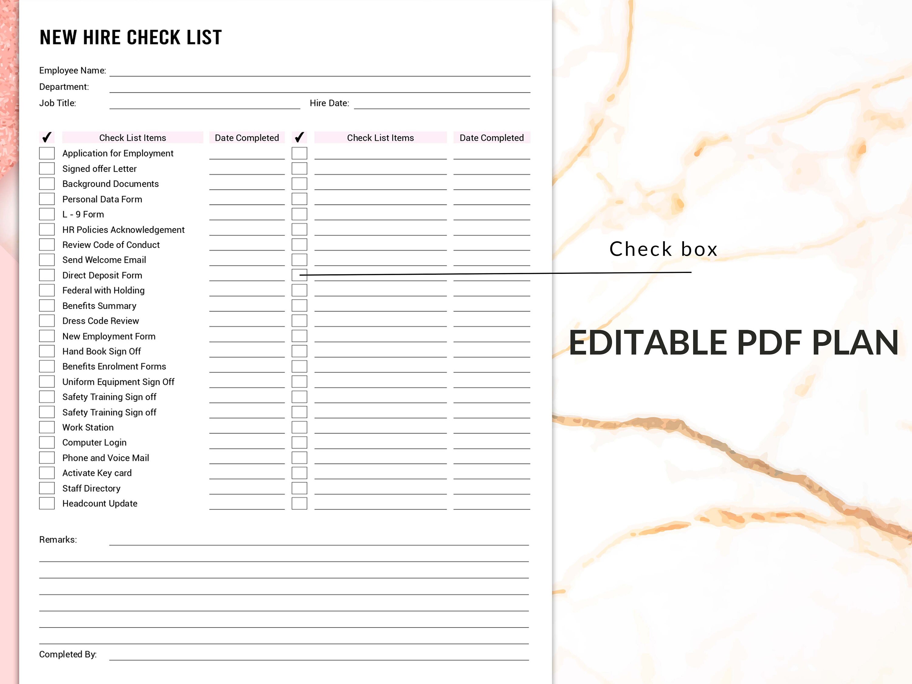 Editable New Hiring Checklist, New Hire Checklist Template, Word HR ...