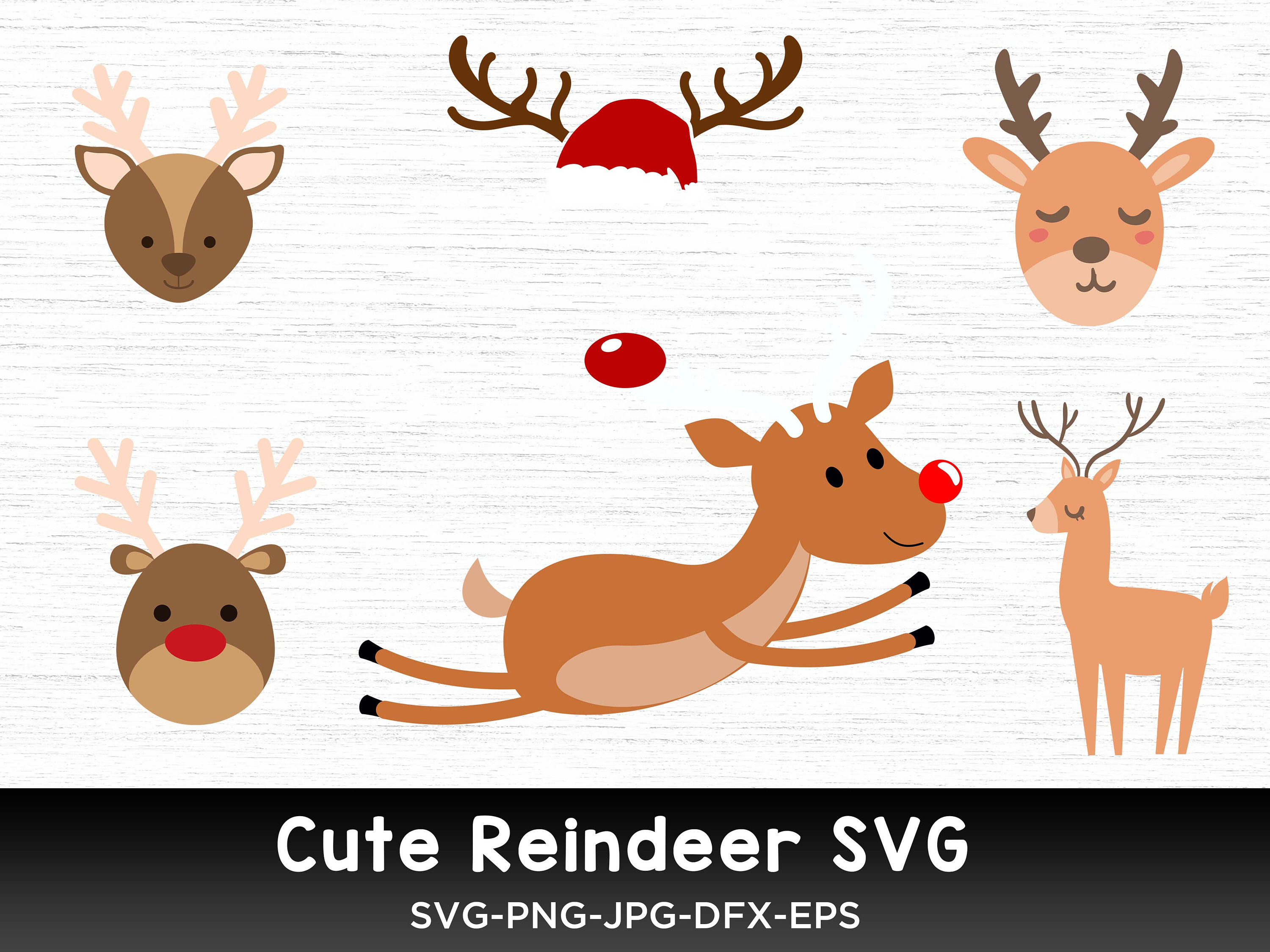 Cute Santa Reindeer SVG, Reindeer Svg Bundle, Reindeer Clipart ...