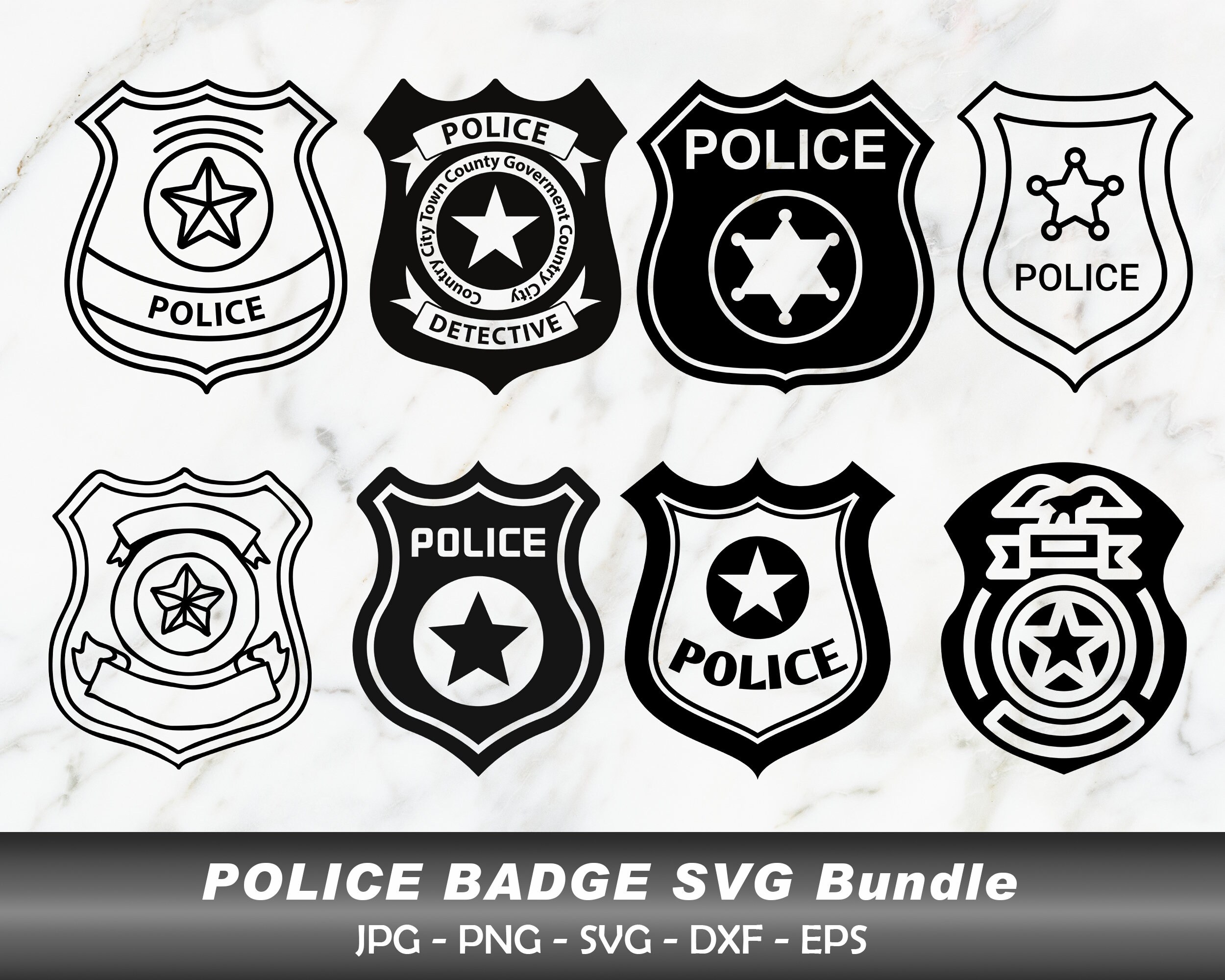 Police Badge Svg Bundle, American Police Badge Outline Svg Png ...