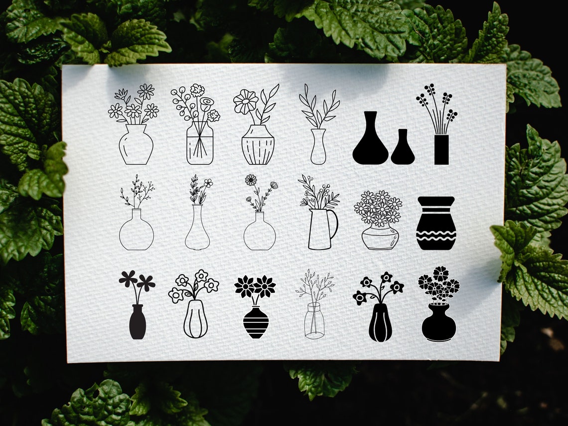 Flower Vase Svg Bundle, Flower Vase Svg, Flower Bouquet Svg, Vase Svg ...