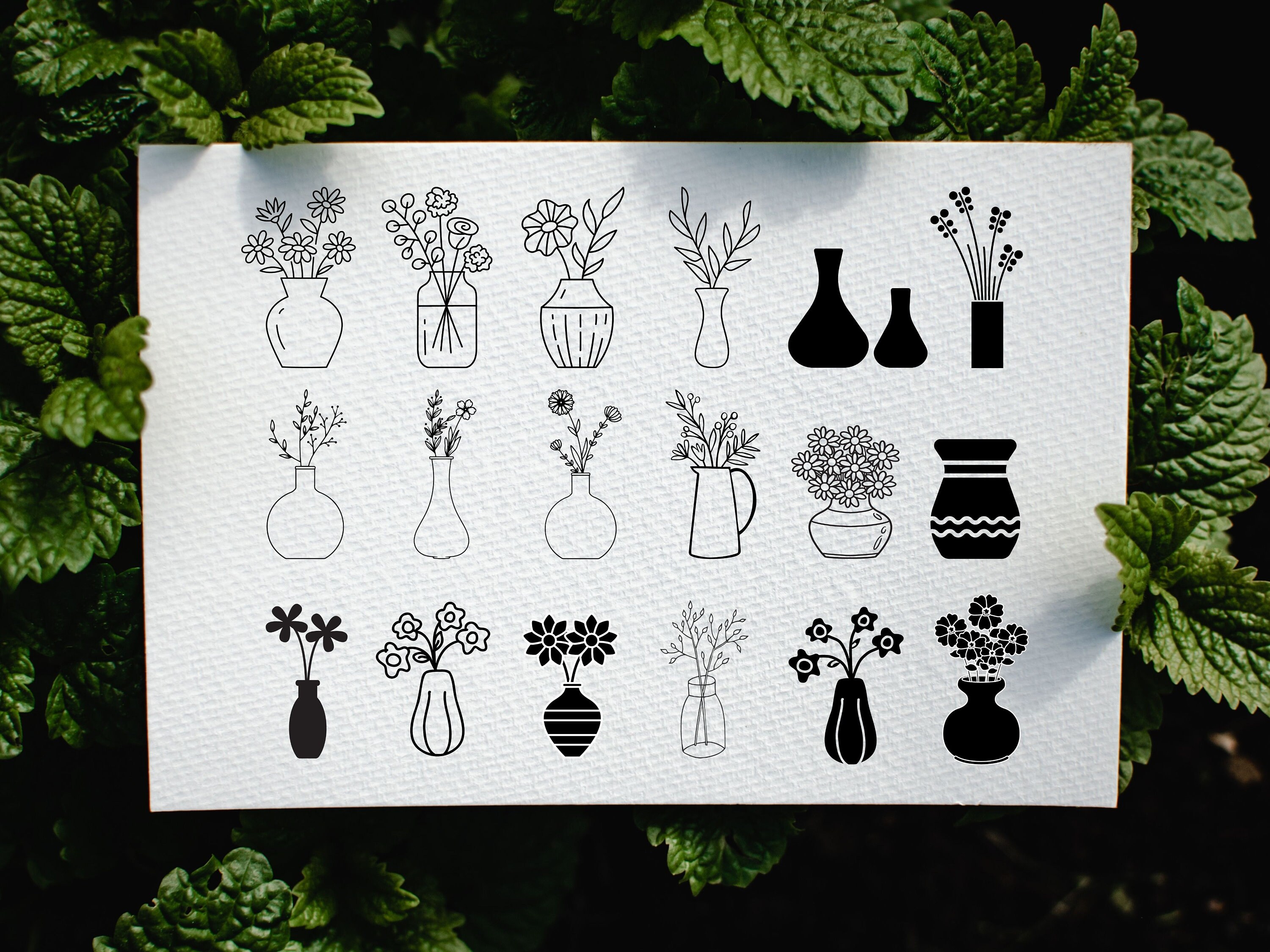 Flower Vase Svg Bundle, Flower Vase Svg, Flower Bouquet Svg, Vase Svg ...