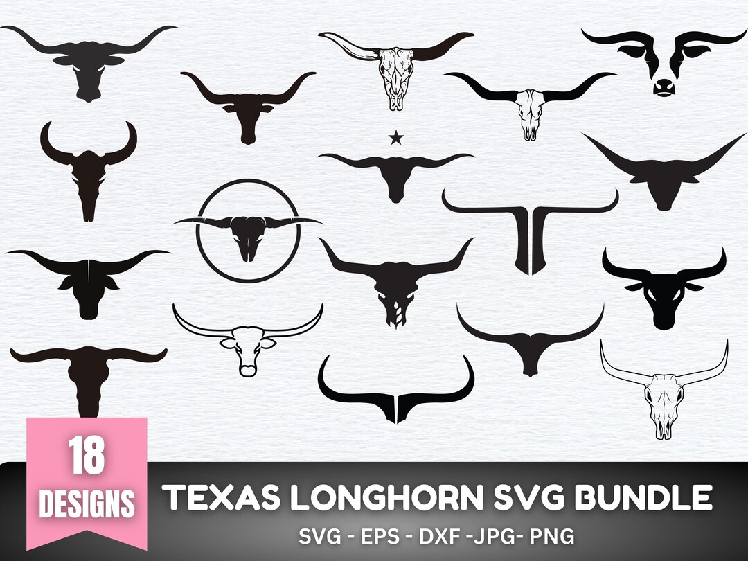 Texas Longhorn Cow Skull Svg Bundle, Cow Skull Svg, Bull Skull Svg, Cow ...