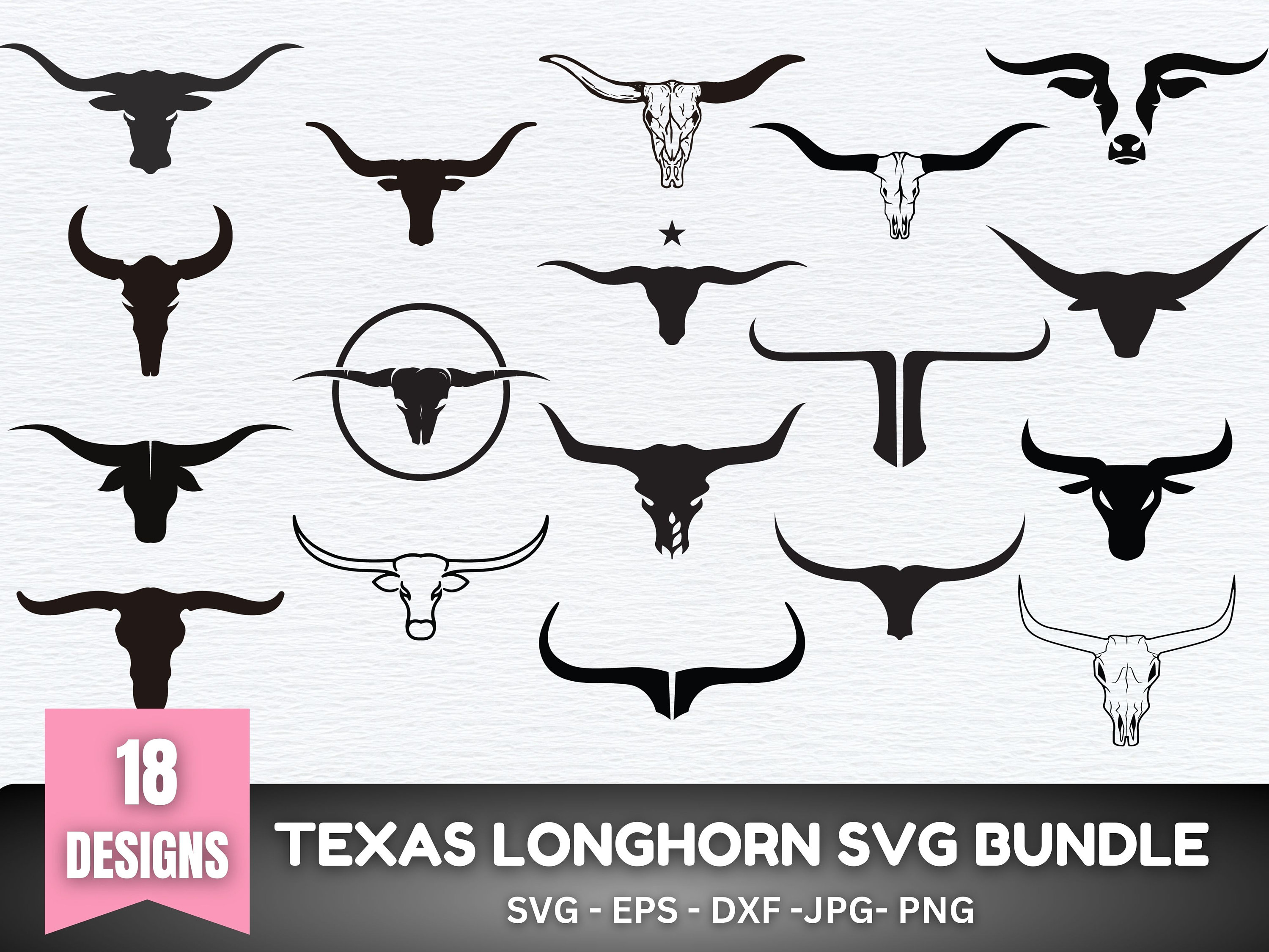 Texas Longhorn Cow Skull Svg Bundle, Cow Skull Svg, Bull Skull Svg, Cow ...