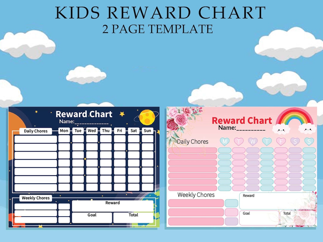Printable Kids Reward Chart for Kids, Daily Chore Chart, Kids Routine ...