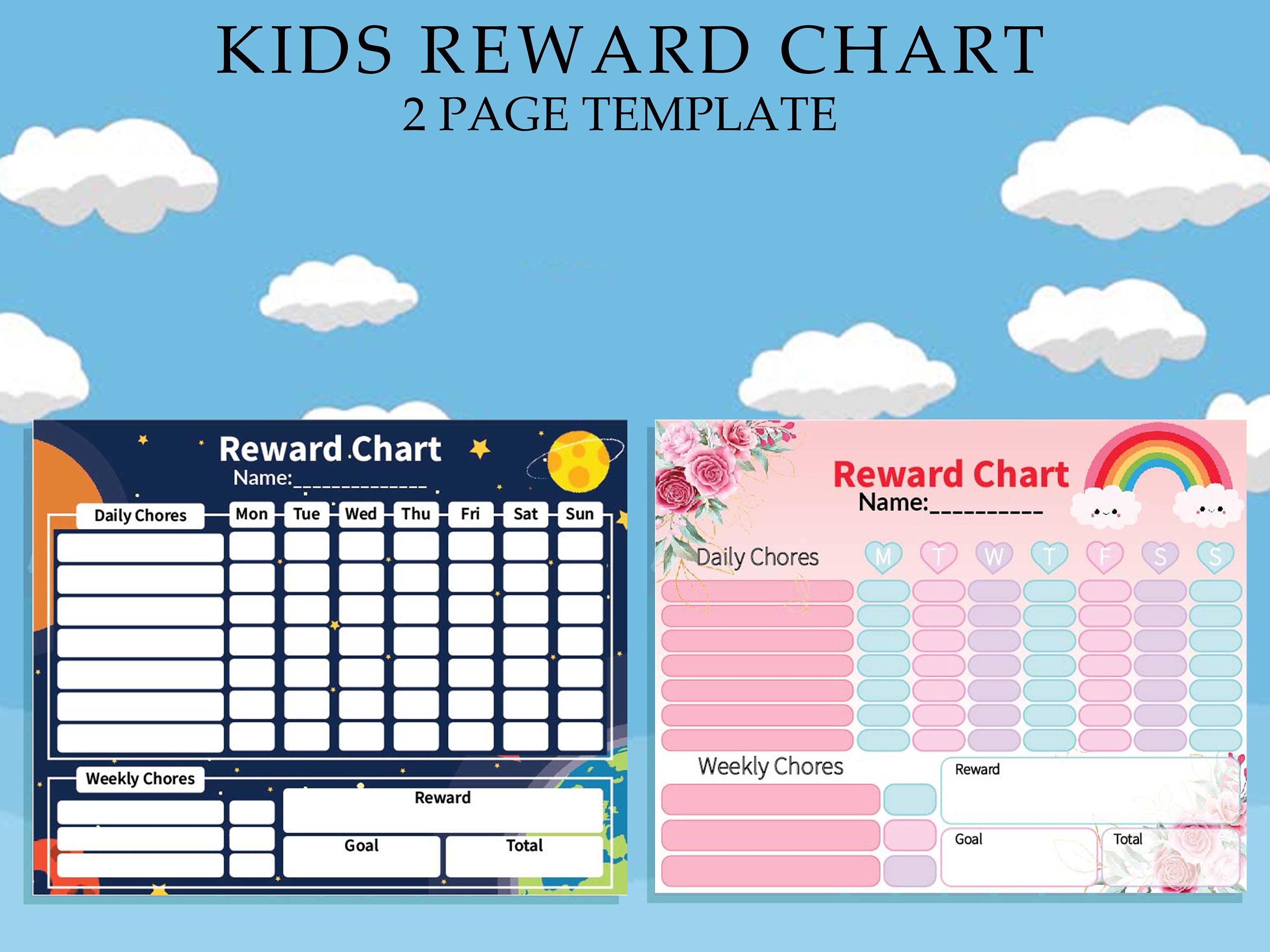 Printable Kids Reward Chart for Kids, Daily Chore Chart, Kids Routine ...