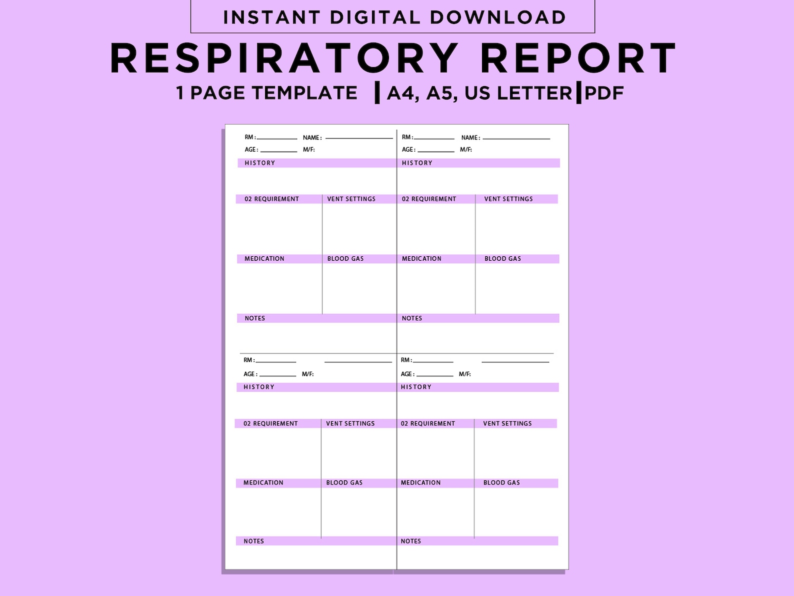 Respiratory Therapist Report Sheet, Respiratory PDF, Respiratory Report ...