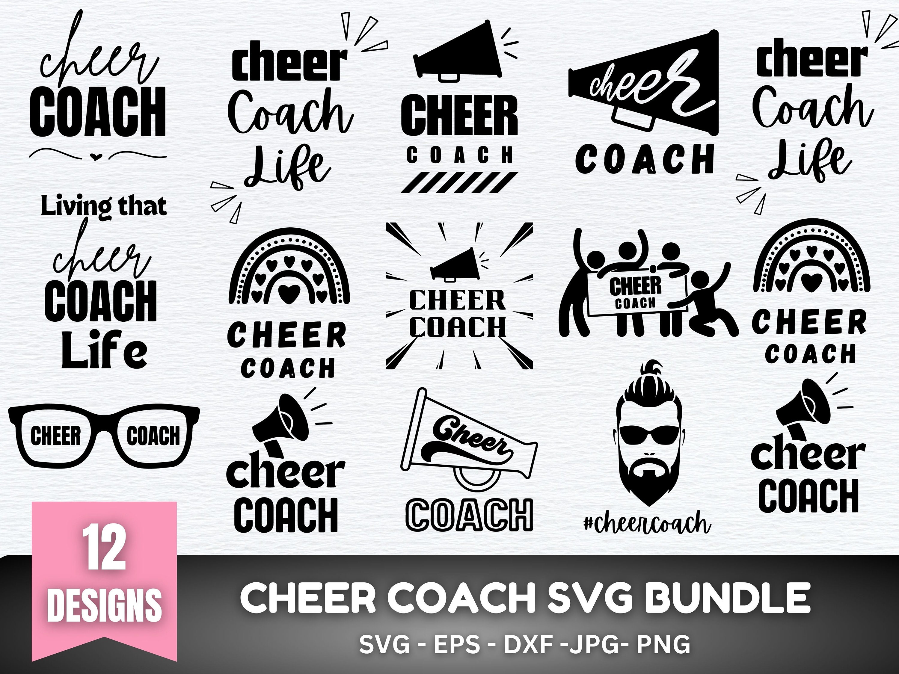 Cheer Coach Svg Bundle, Cheer Coach Svg, Cheerleader Svg, Cheer Mom Svg ...