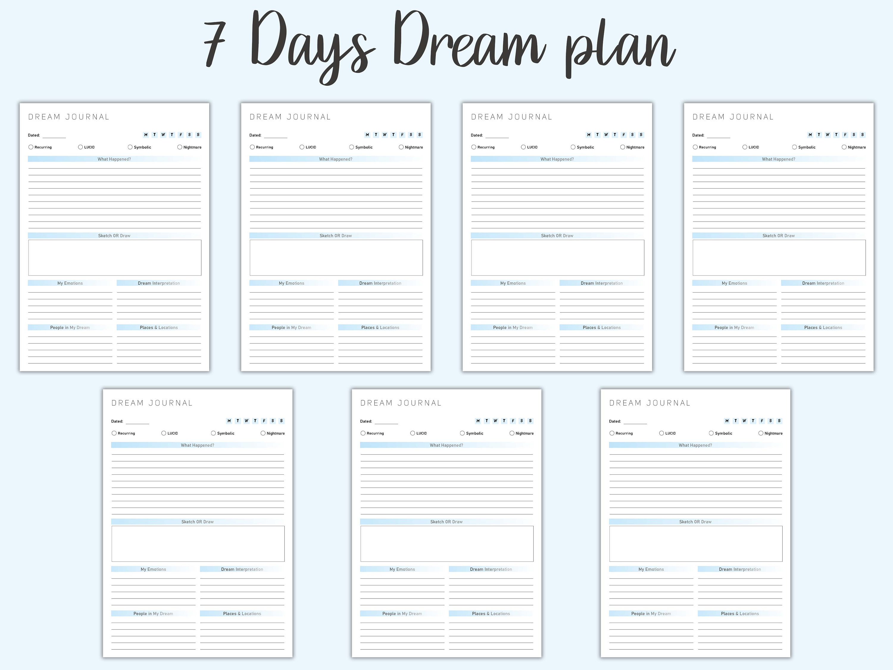 Dream Journal Template, Dream Journal Printable, Dream Journal PDF ...