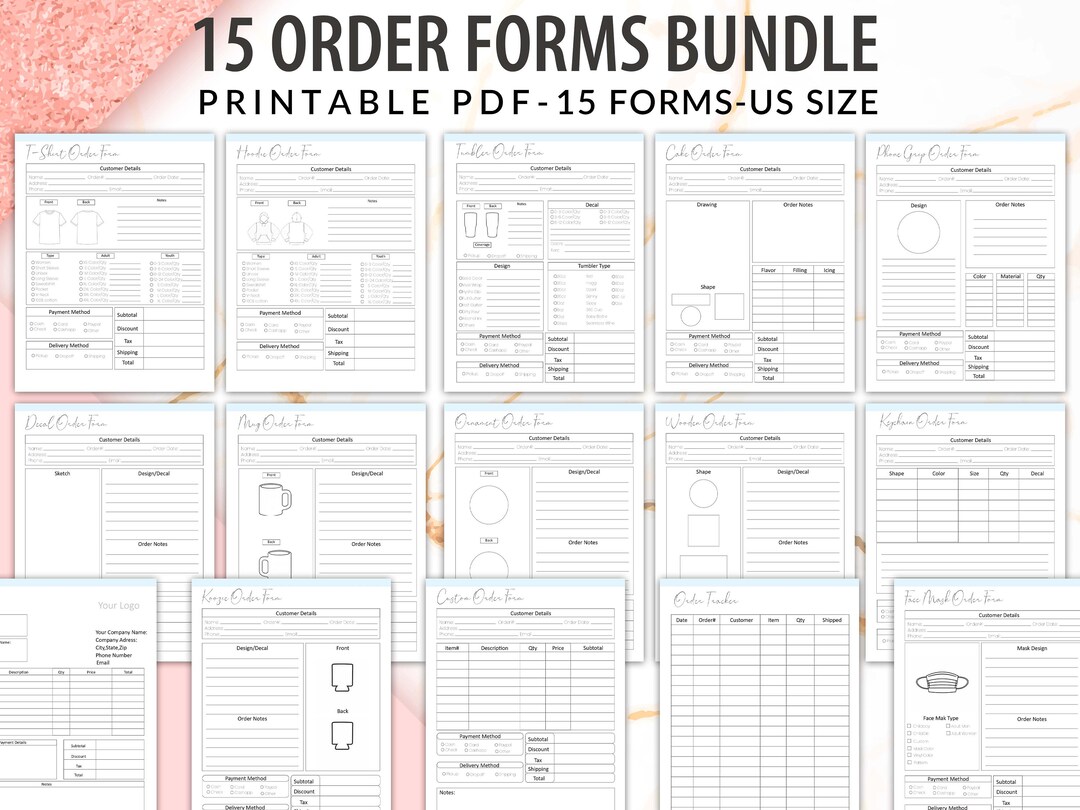 15 Printable Order Forms Bundle, Order Form Template Printable ...
