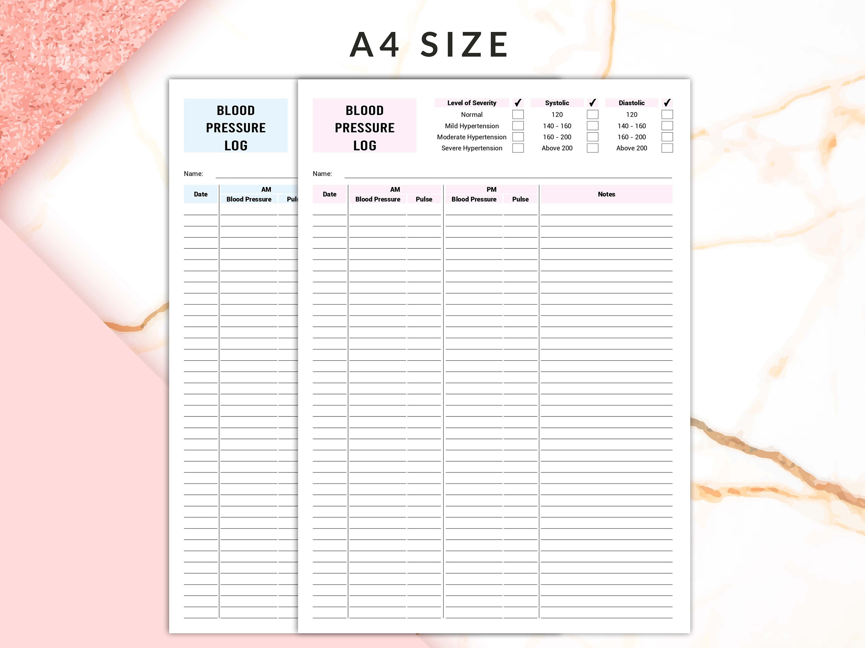 Blood Pressure Log Editable Printable, Monthly Blood Pressure Tracker ...