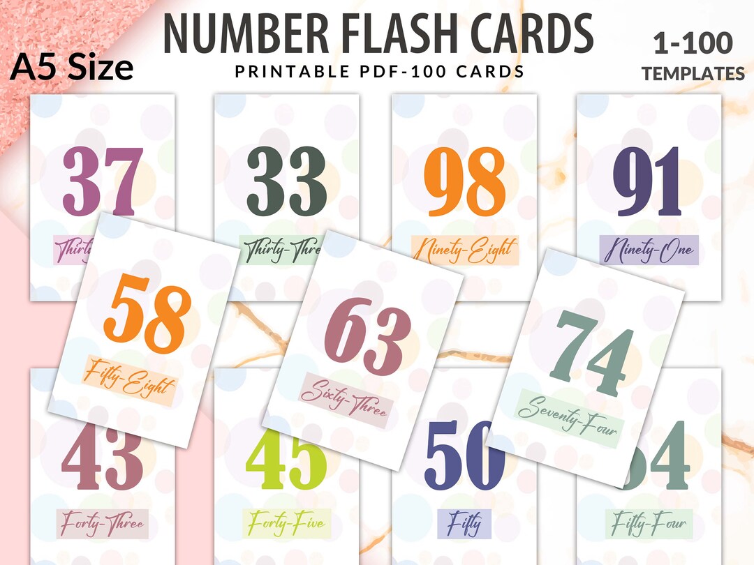 Printable Number Flashcards 1-100, Numbers Flashcards, Learn to Count ...