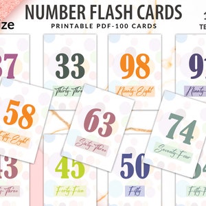 Printable Number Flashcards 1-100, Numbers Flashcards, Learn to Count ...