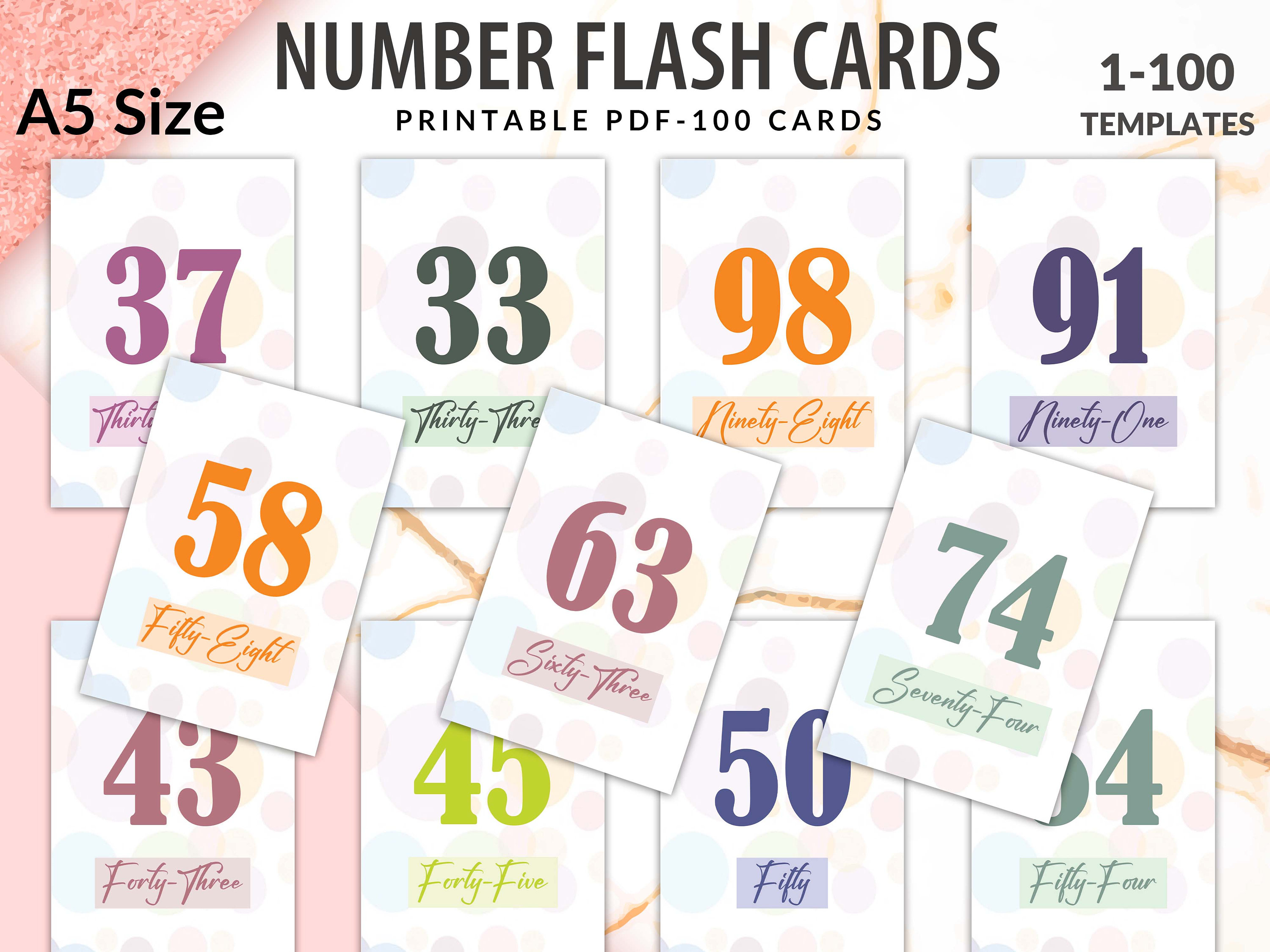 Printable Number Flashcards 1-100, Numbers Flashcards, Learn to Count ...
