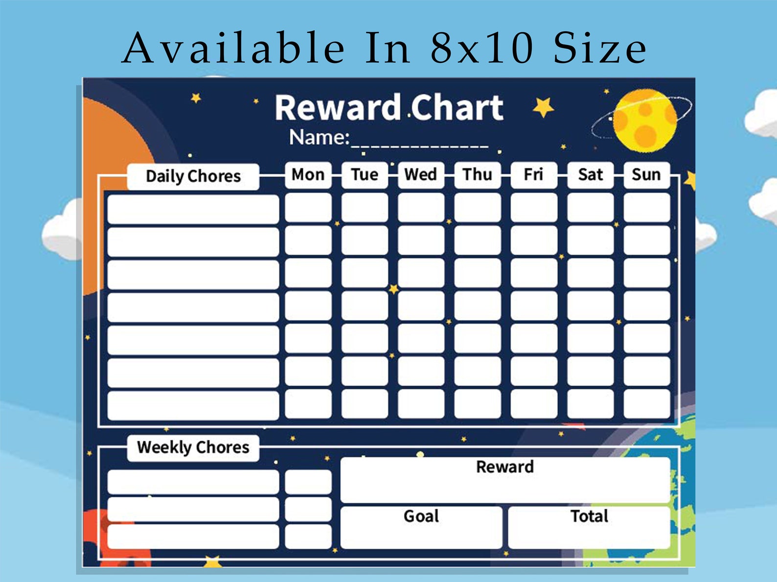 Printable Kids Reward Chart for Kids, Daily Chore Chart, Kids Routine ...