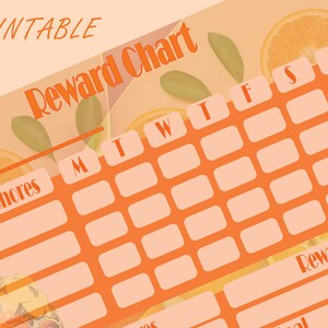 Printable Orange Boy Reward Chart for Kids, Daily Chore Chart, Kids ...