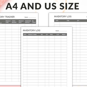 Printable Inventory Tracking Sheet, Inventory Log, Product Inventory List, Inventory Template ...