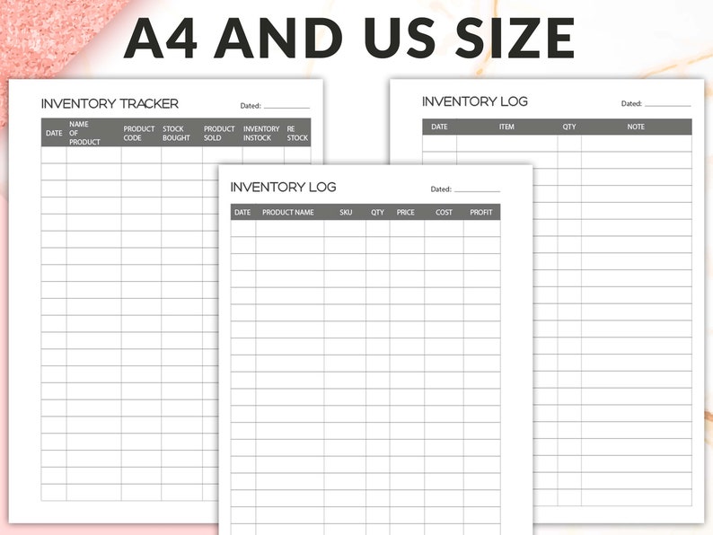 Printable Inventory Tracking Sheet, Inventory Log, Product Inventory ...
