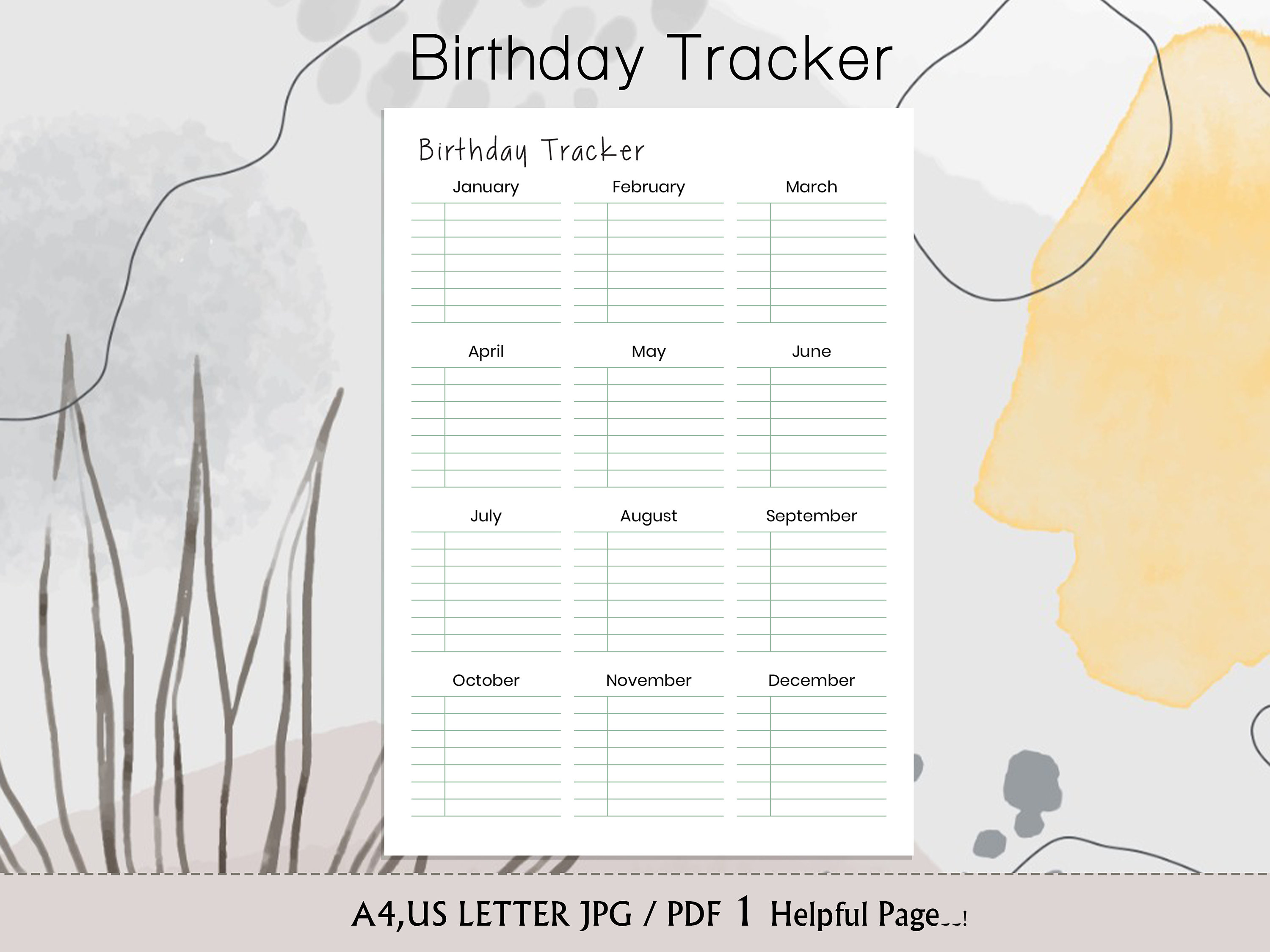 Birthday Tracker Template Birthday Party Planner Birthday - Etsy