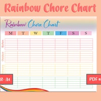 Printable Rainbow Chore Chart for Kids, Daily Chore Chart, Kids Routine ...