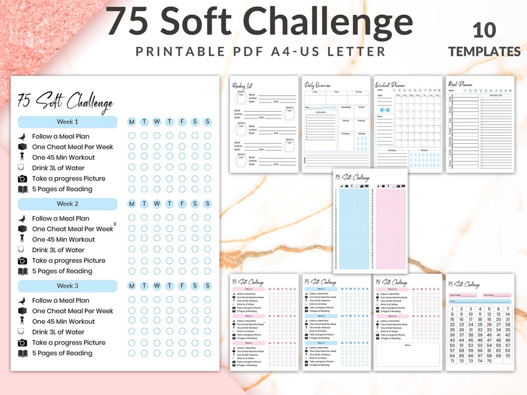 75 SOFT Challenge, Printable 75 SOFT Challenge, 75soft Editable, 75 ...