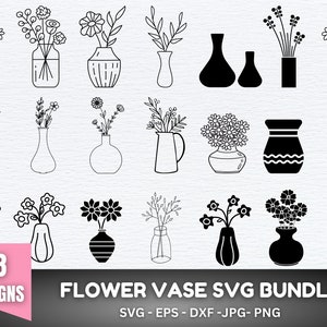 Flower Vase Svg Bundle, Flower Vase Svg, Flower Bouquet Svg, Vase Svg ...