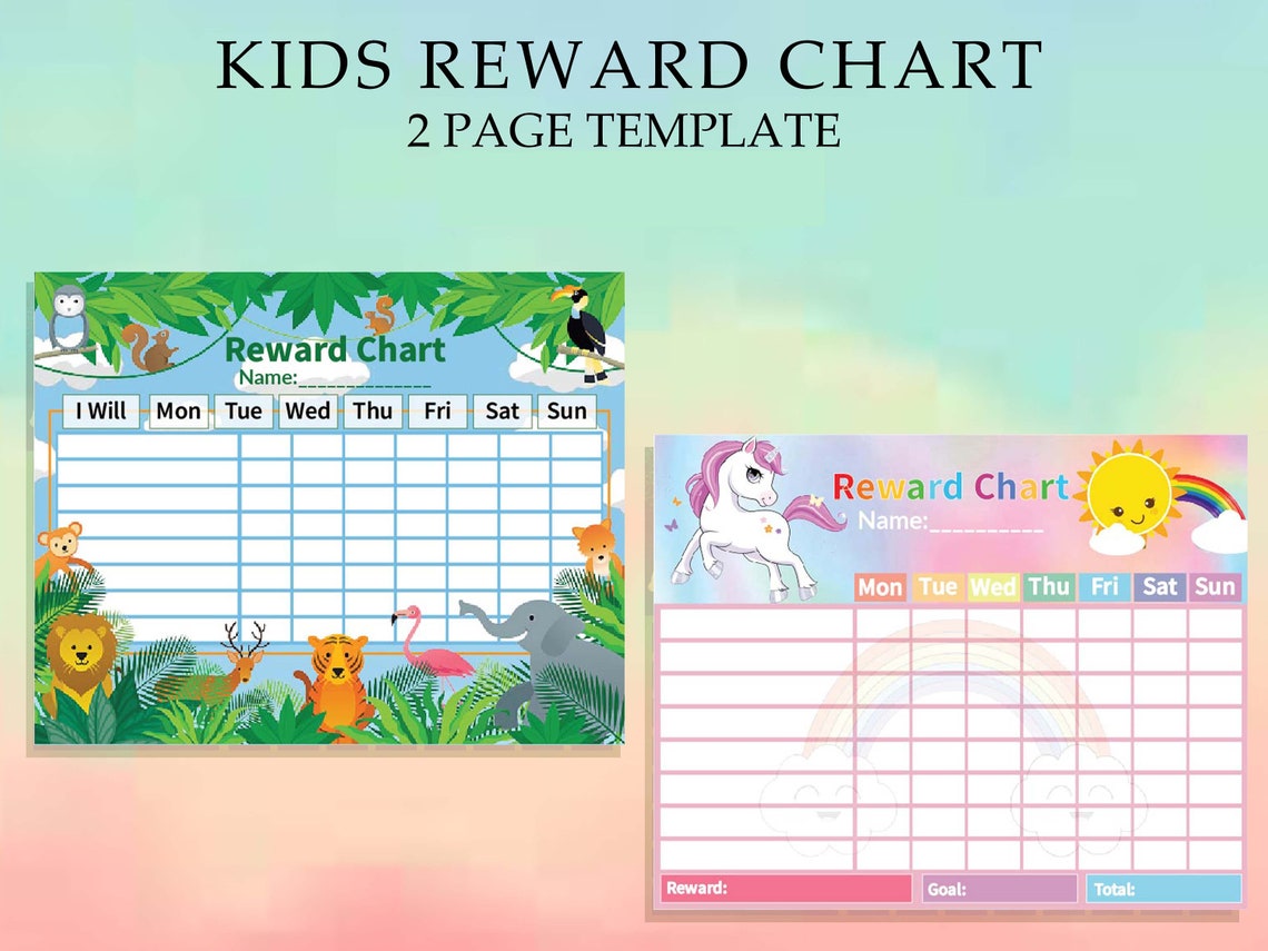 Printable Kids Reward Chart for Kids, Daily Chore Chart, Kids Routine ...