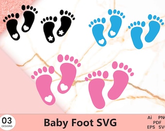 Baby Feet SVG Footprint Cut File Cute Footprints Baby Shower Gender ...