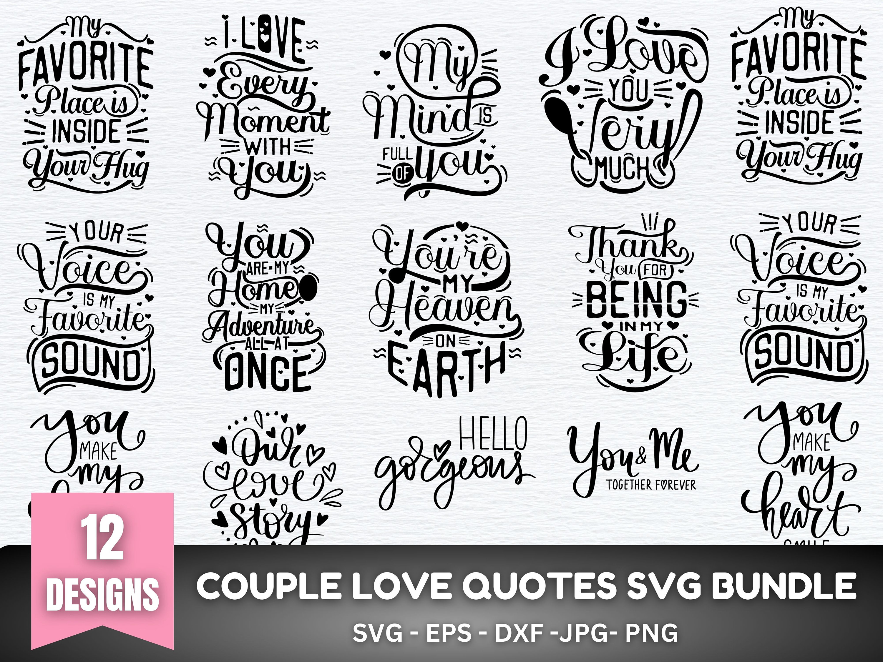 Couple Love Quotes Svg Bundle, Couple Svg Bundle, Love SVG Bundle ...