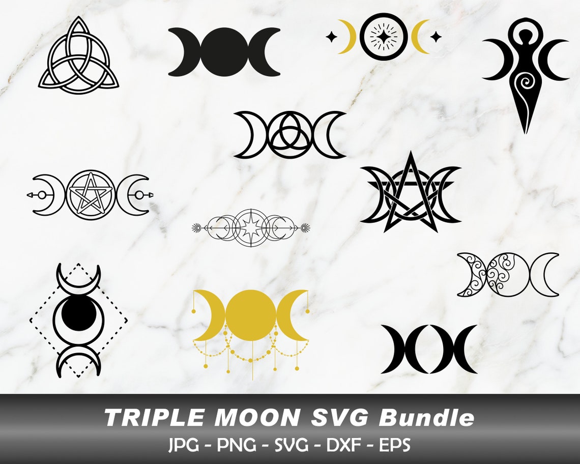 Triple Moon Enchantment, Mystical Triple Goddess Symbol, Triple Moon ...