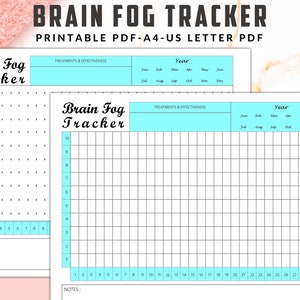 Monthly Brain Fog Tracker, Printable Brain Fog Tracker, Chronic Brain ...