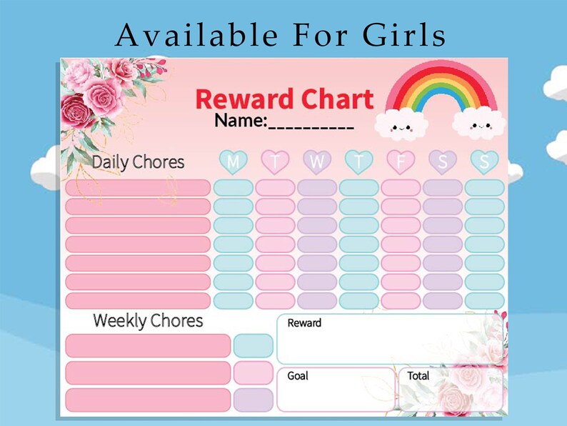 Printable Kids Reward Chart for Kids, Daily Chore Chart, Kids Routine ...