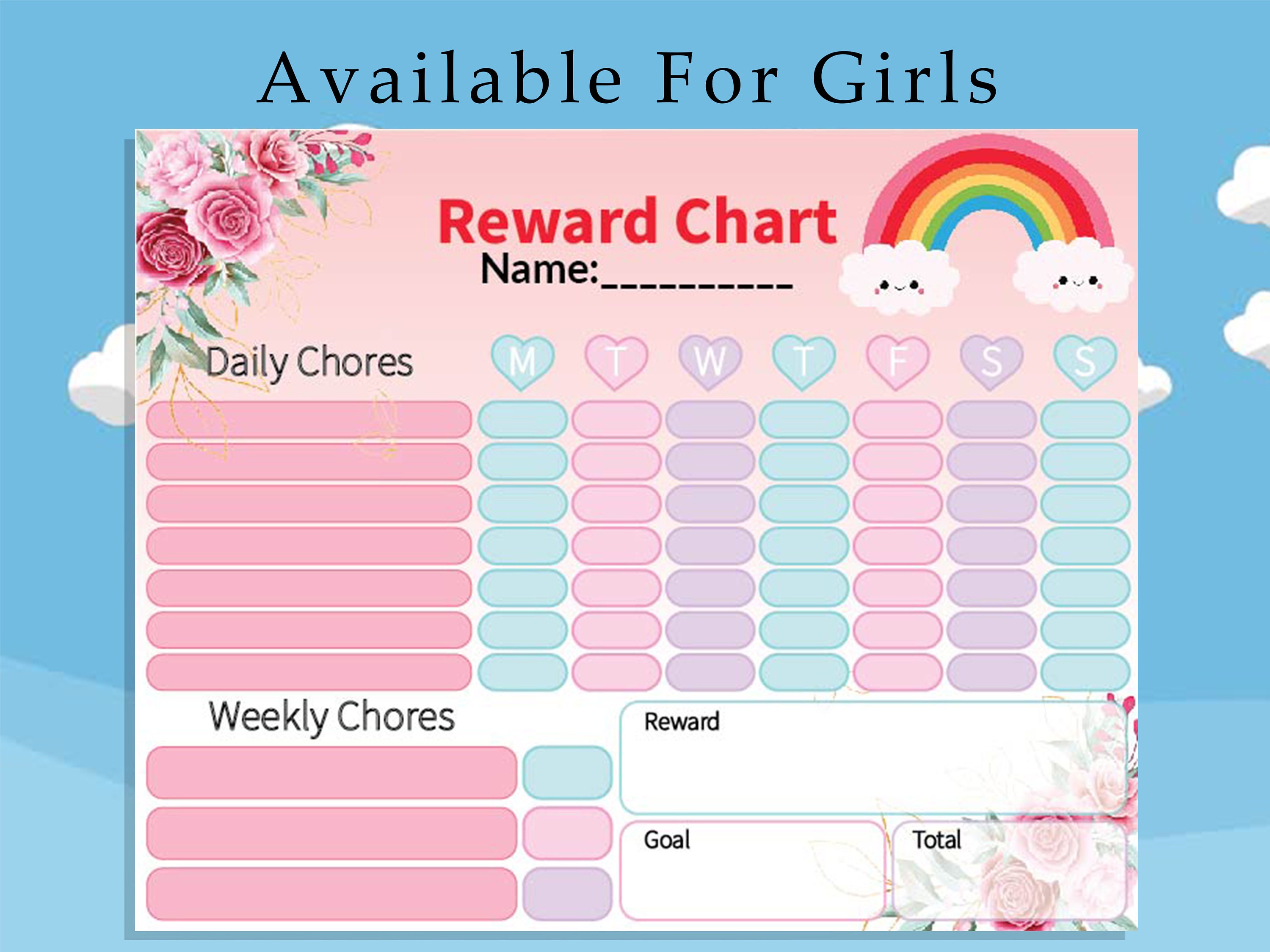 Printable Kids Reward Chart for Kids, Daily Chore Chart, Kids Routine ...