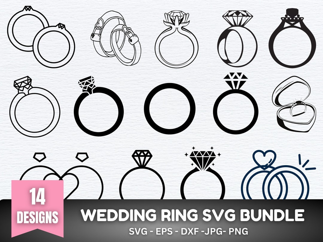 Wedding Ring SVG Bundle, Wedding Svg, Diamond Ring Svg, Engagement Ring ...
