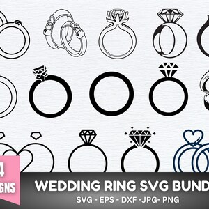 Wedding Ring SVG Bundle, Wedding Svg, Diamond Ring Svg, Engagement Ring ...