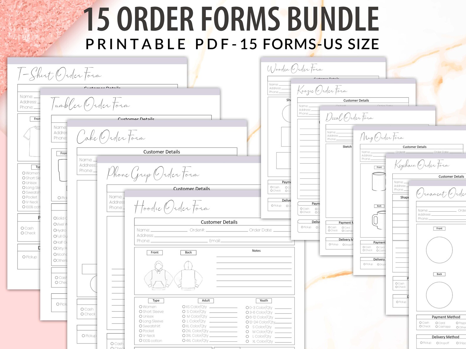 15 Printable Order Forms Bundle, Order Form Template Printable, Printable Small Business Forms ...