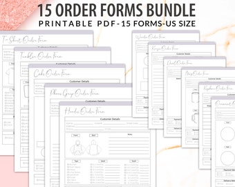 5 Editable Order Forms Bundle, Order Form Template Printable, Printable ...